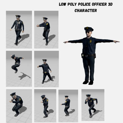 Low Poly Police Officer Character Game Ready Rigged Anim - 3D Model by ...