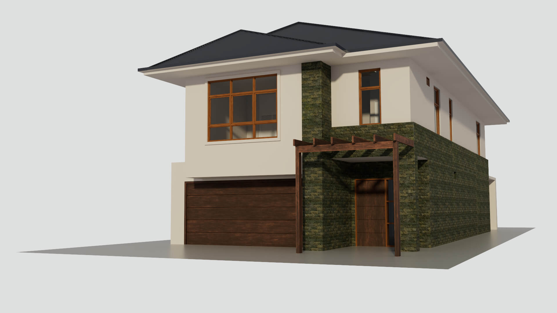 Two-Story House 3D Model for Simulation Visualization PBR by stepharamburu