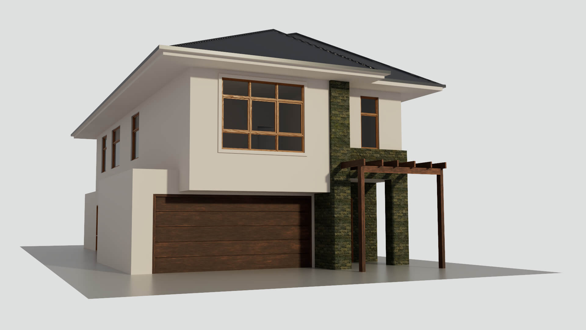 Two-Story House 3D Model for Simulation Visualization PBR by stepharamburu