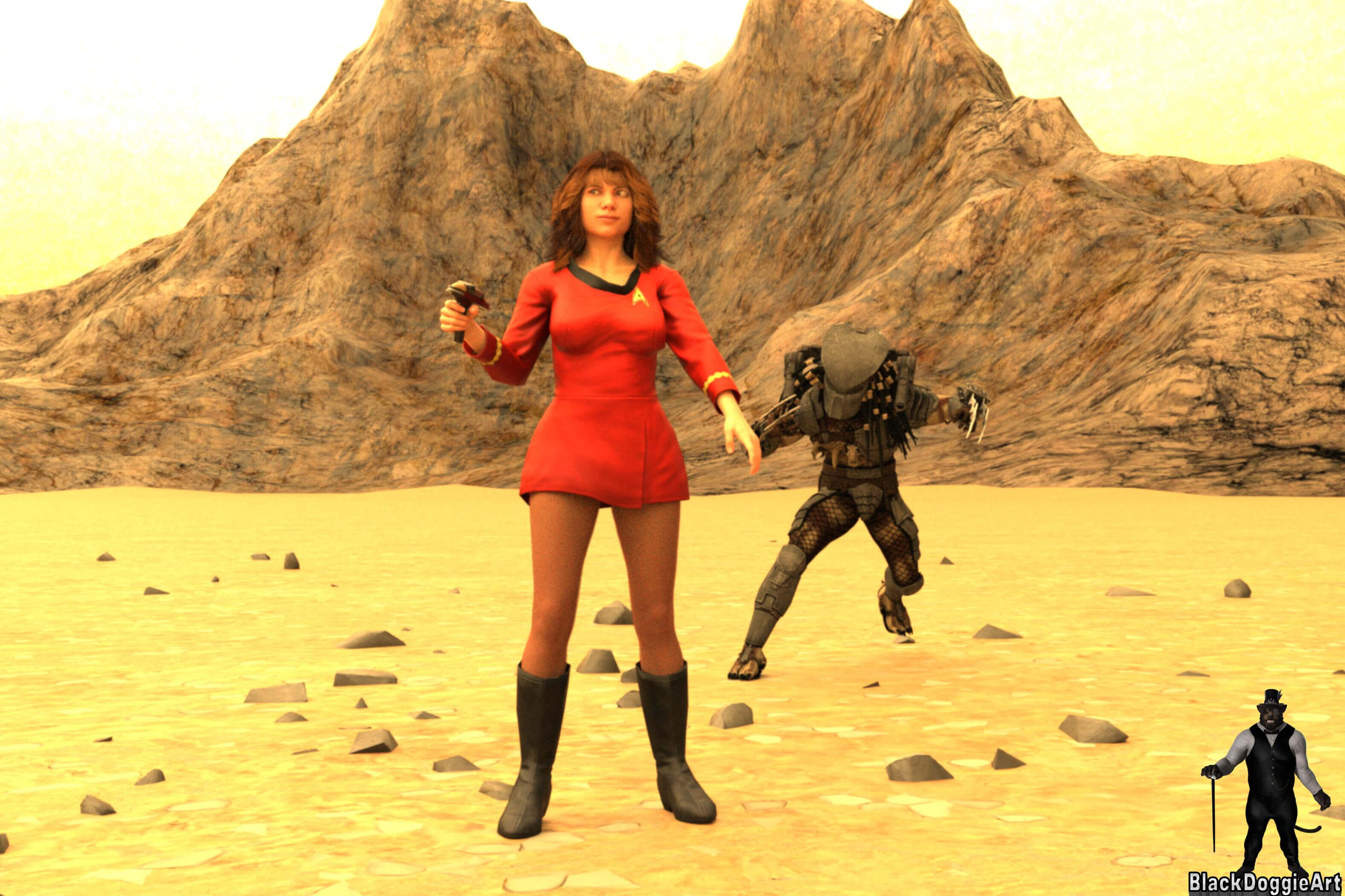 Barbara the Red Shirt 3D Render by StephenCoffman2012