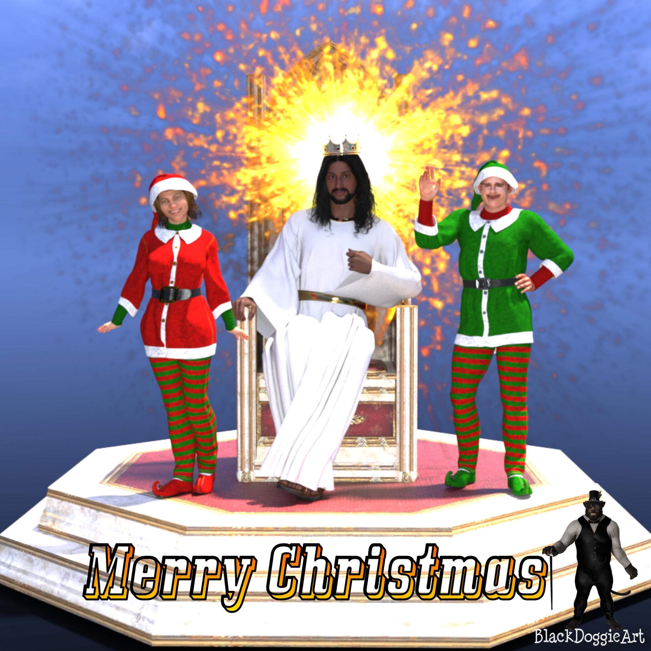 Merry Christmas 3D Render, Digital Art by StephenCoffman2012