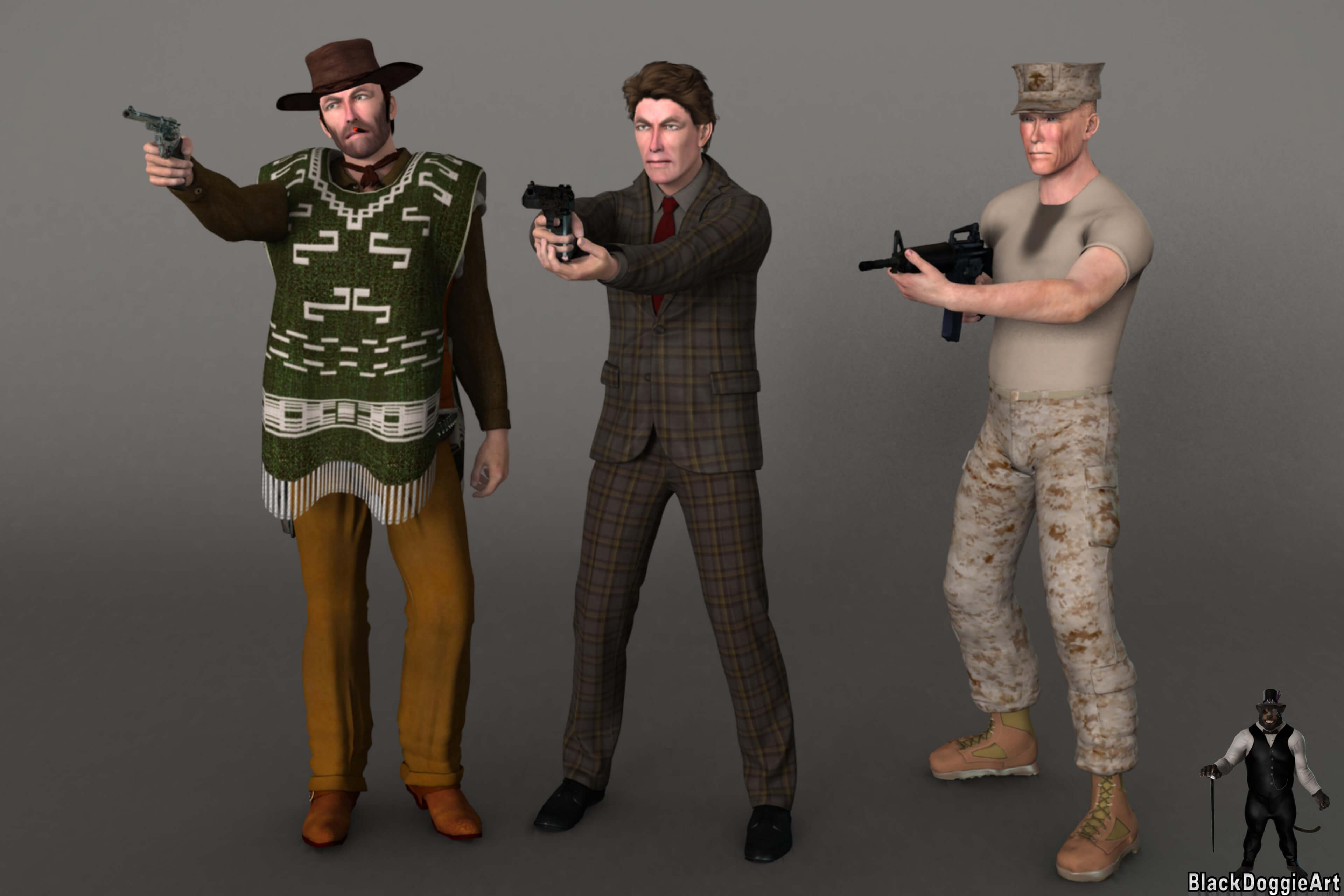 The Good, The Dirty and The Gunny 3D Render by StephenCoffman2012