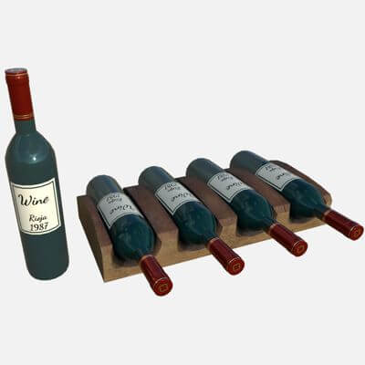 Wine Bottles and Rack - 3D Model by StiloMA