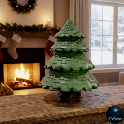 Stylized Woven Christmas Tree Decor - 3D Model by STLVertext