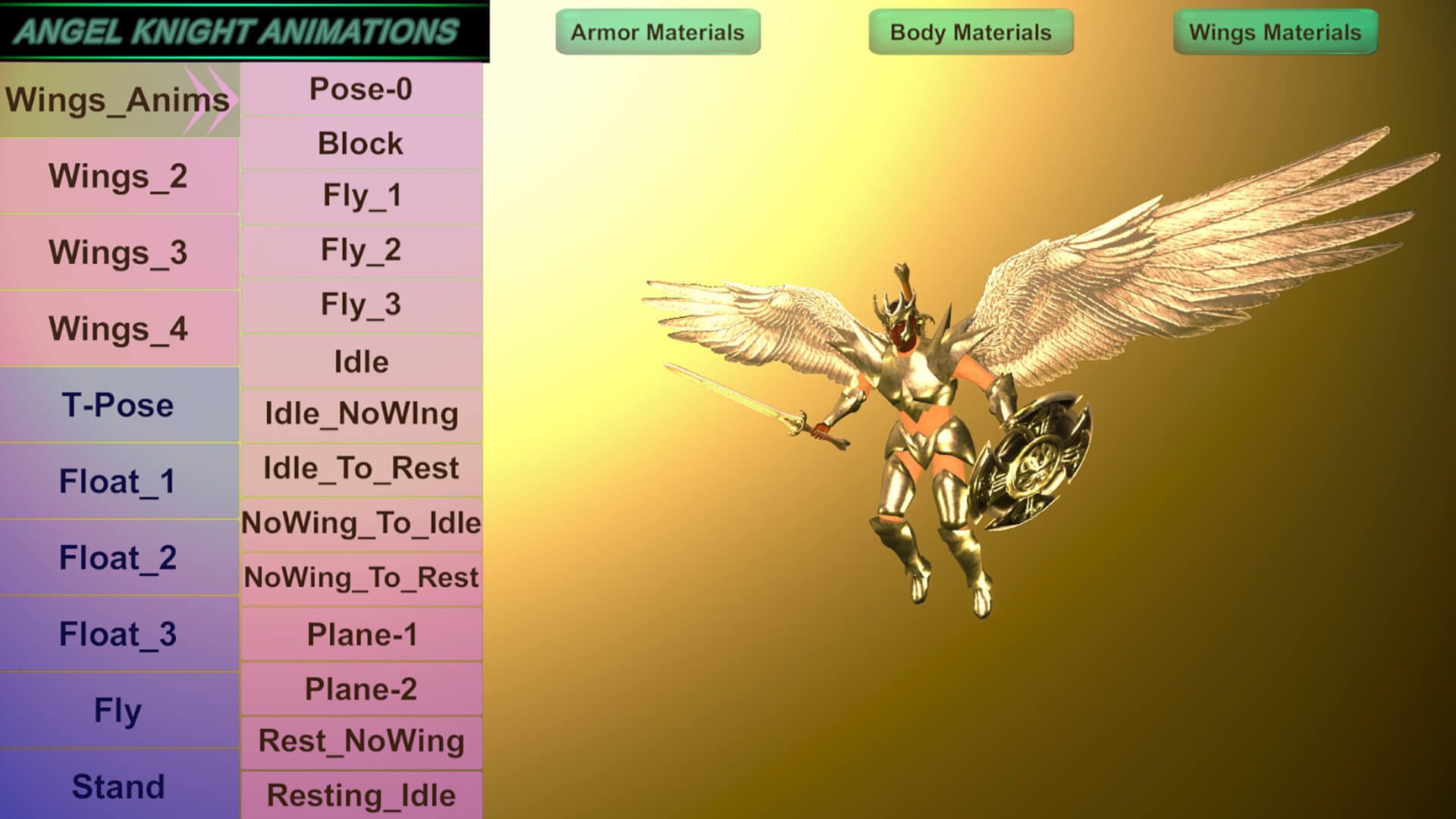 Angel Knight + Material Variations for Unity - 3D Model by stonelion7