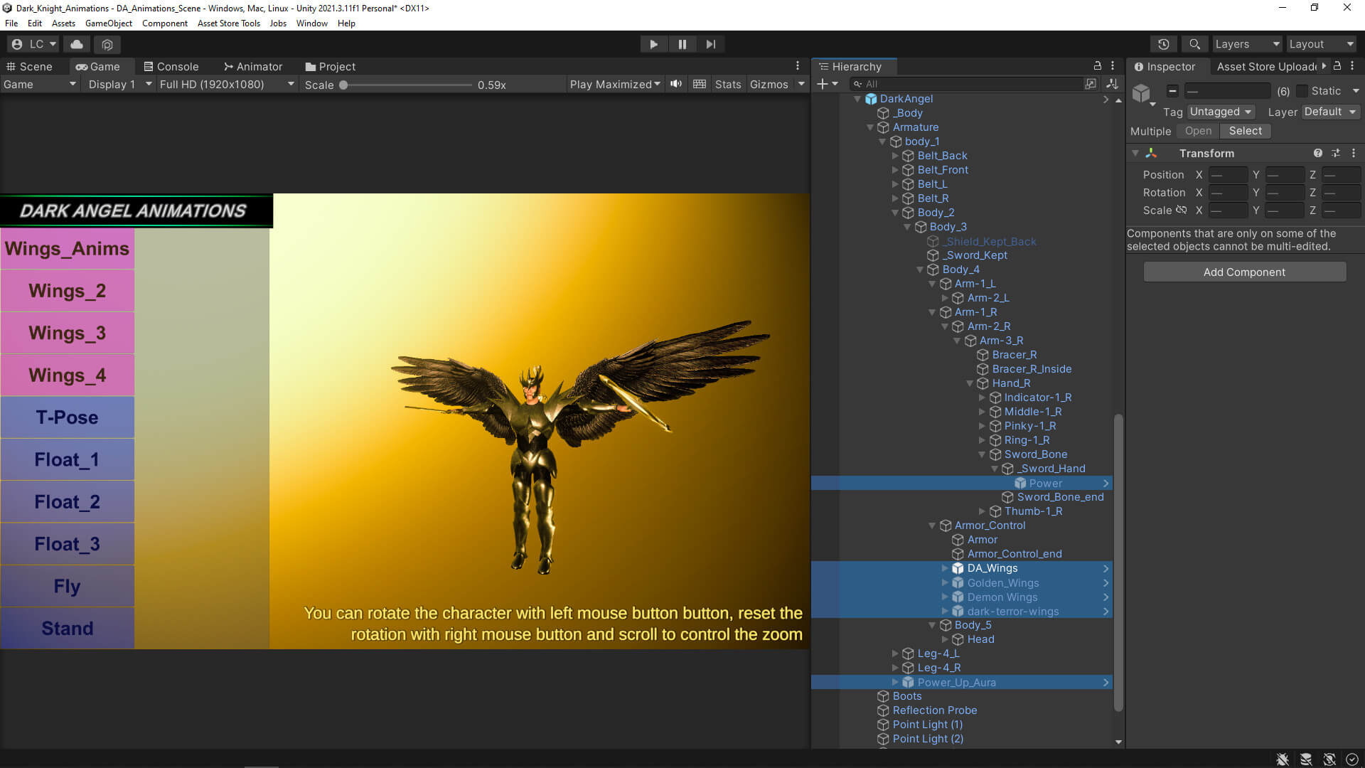 Angel Knight + Material Variations for Unity - 3D Model by stonelion7