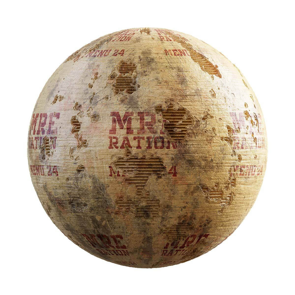 Damaged Cardboard Ration Box - 3D Texture by stop and shop