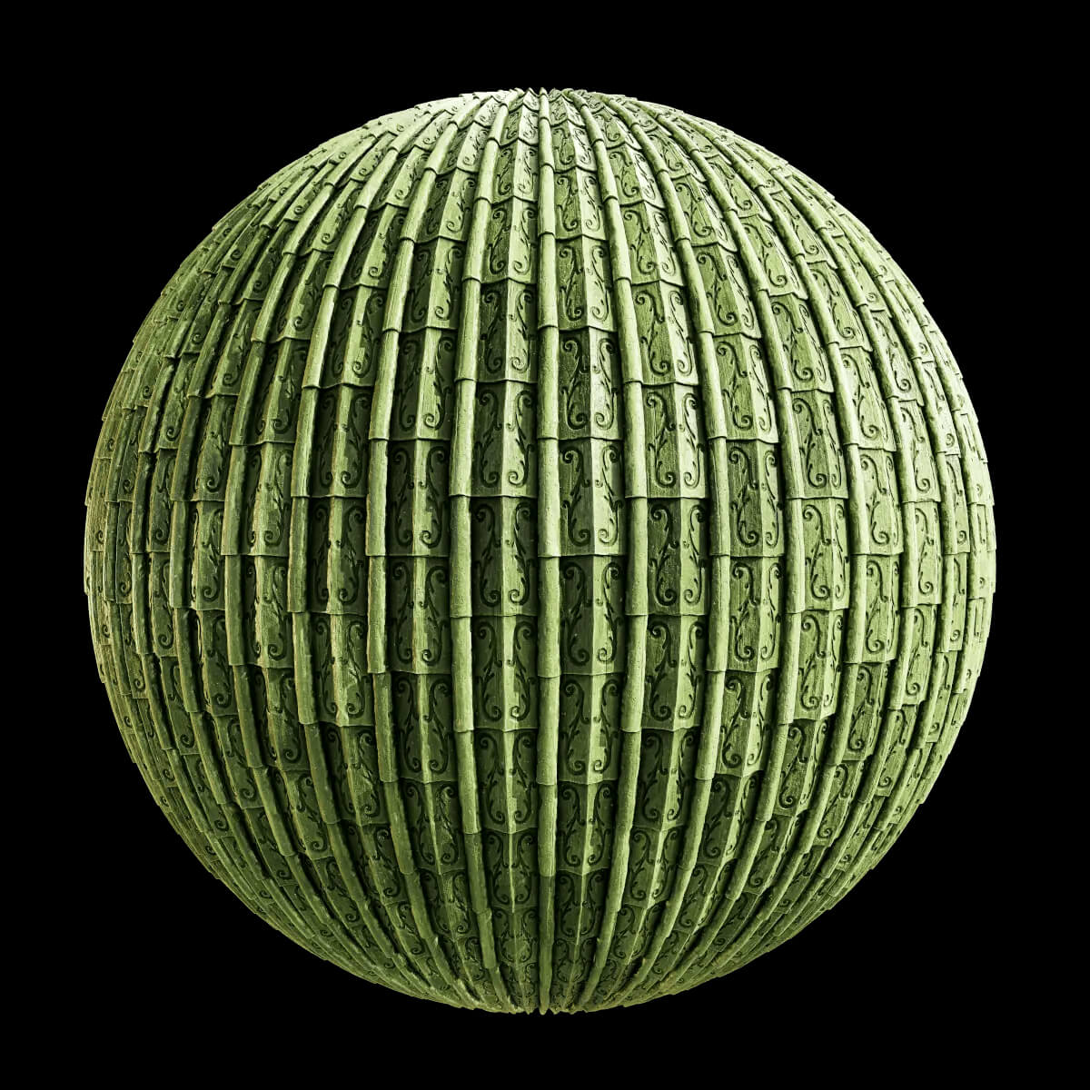 Green Patterned Ceramic Roof Tiles - 3D Texture by stop and shop