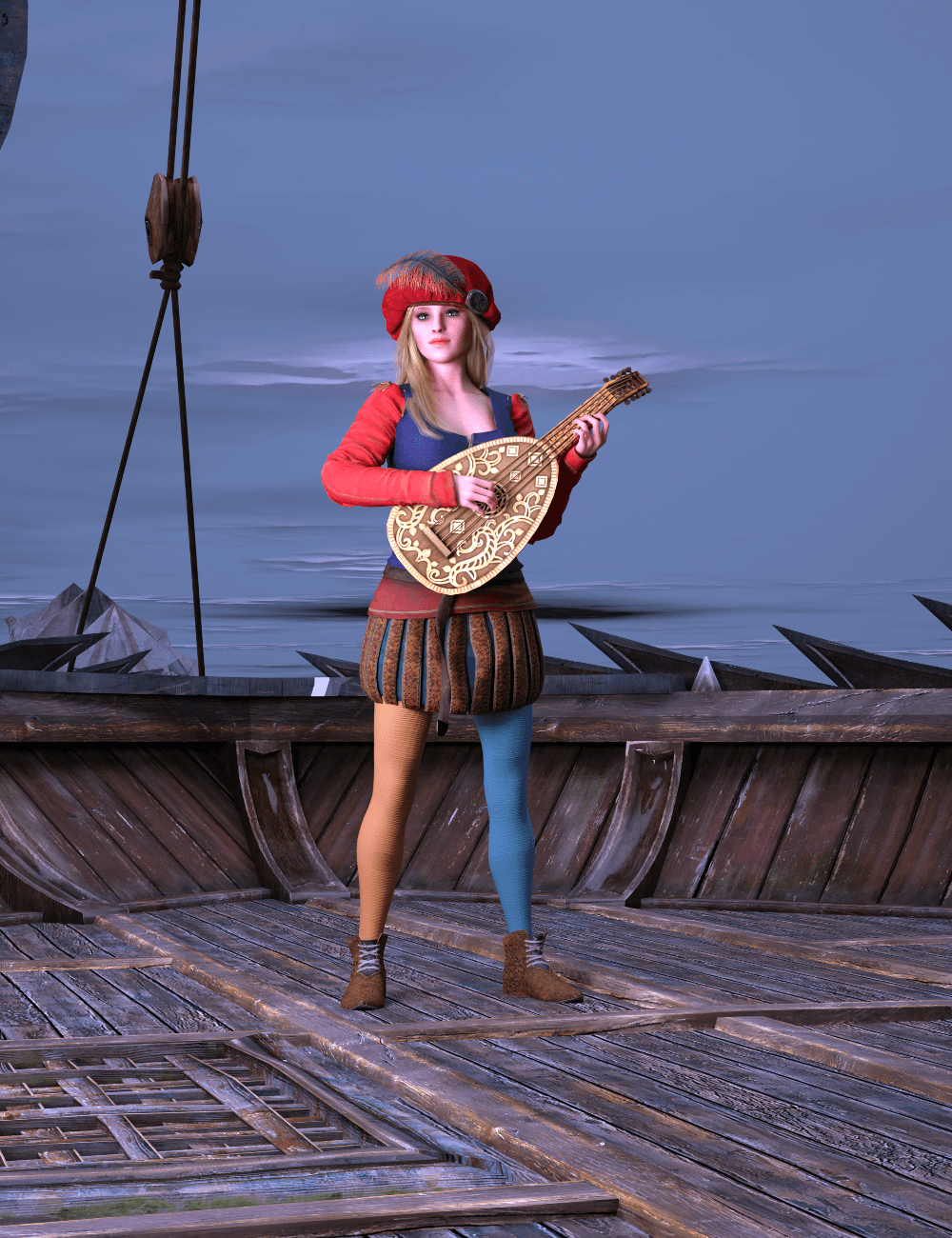 Priscilla on Naglfar 3D Render, Digital Art by Stormlux18