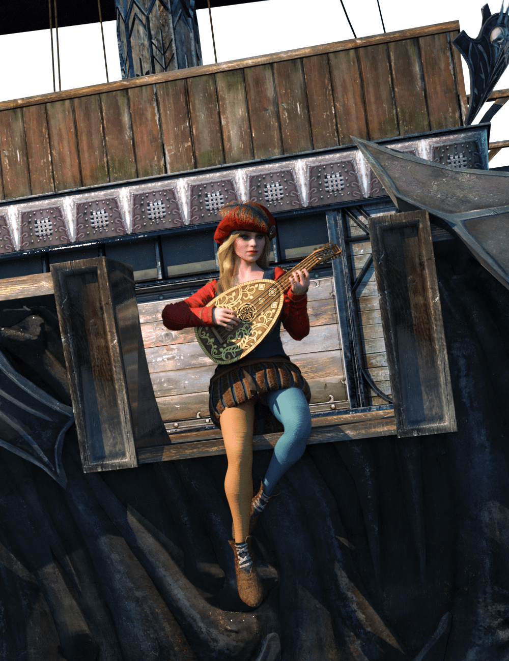 Priscilla on Naglfar 3D Render, Digital Art by Stormlux18