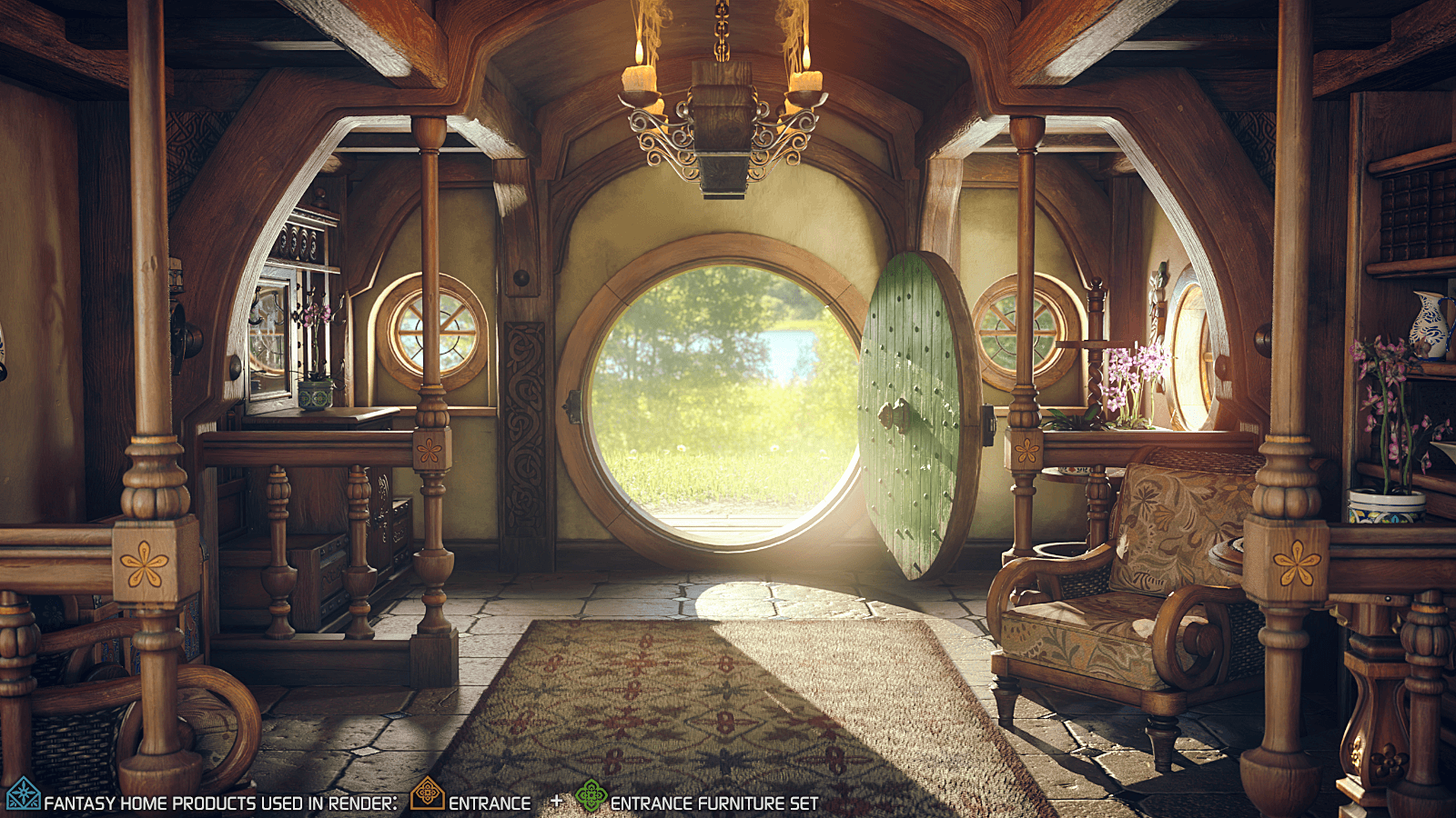 Hobbit Entrance 3D Render, Digital Art by Strangefate