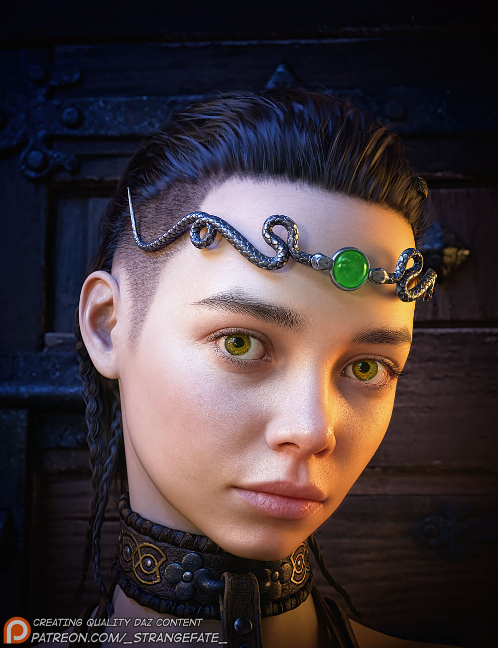 Serpent Themed Circlet 3D Render, Digital Art by Strangefate