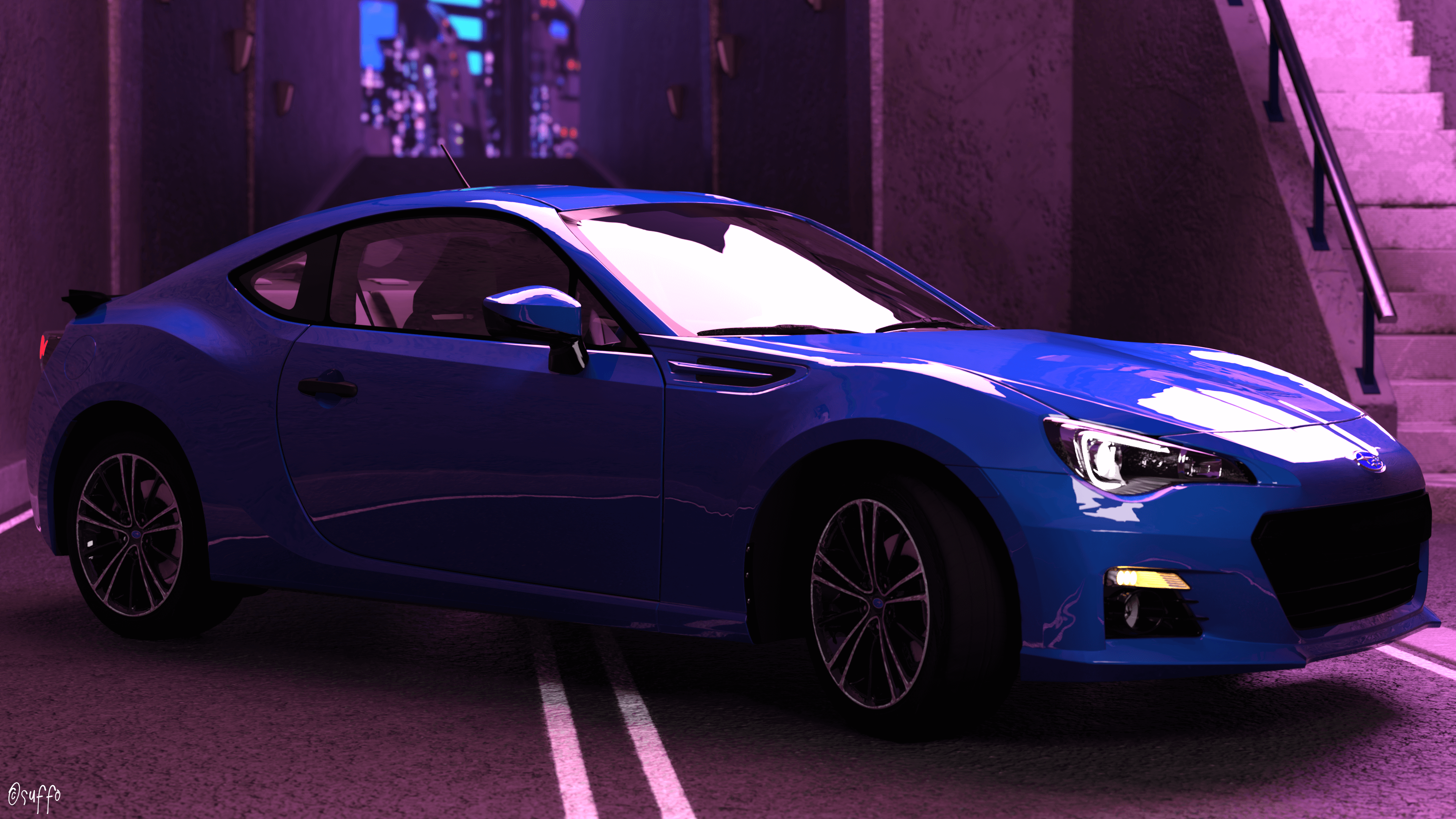 Subaru BRZ 3D Render, Digital Art by suffo