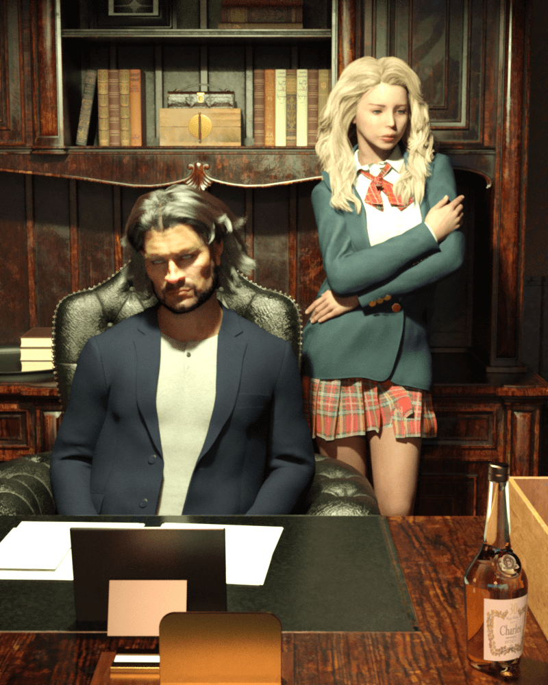 Jasper Norman and his daughter 3D Render, Digital Art by Suidakra