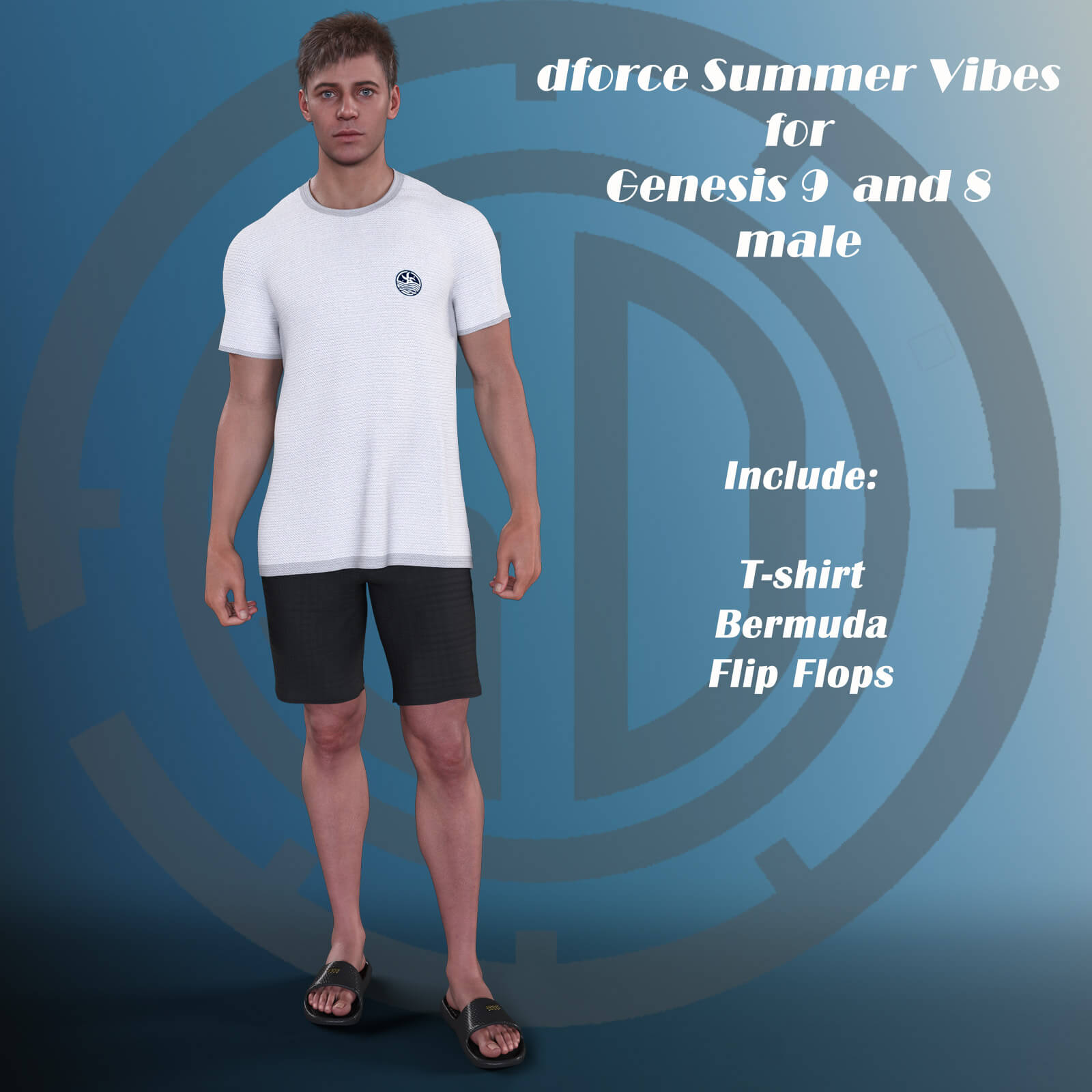 SD dForce Summer Vibes Genesis 9 and 8 Male - Daz Content by Suli s Designs