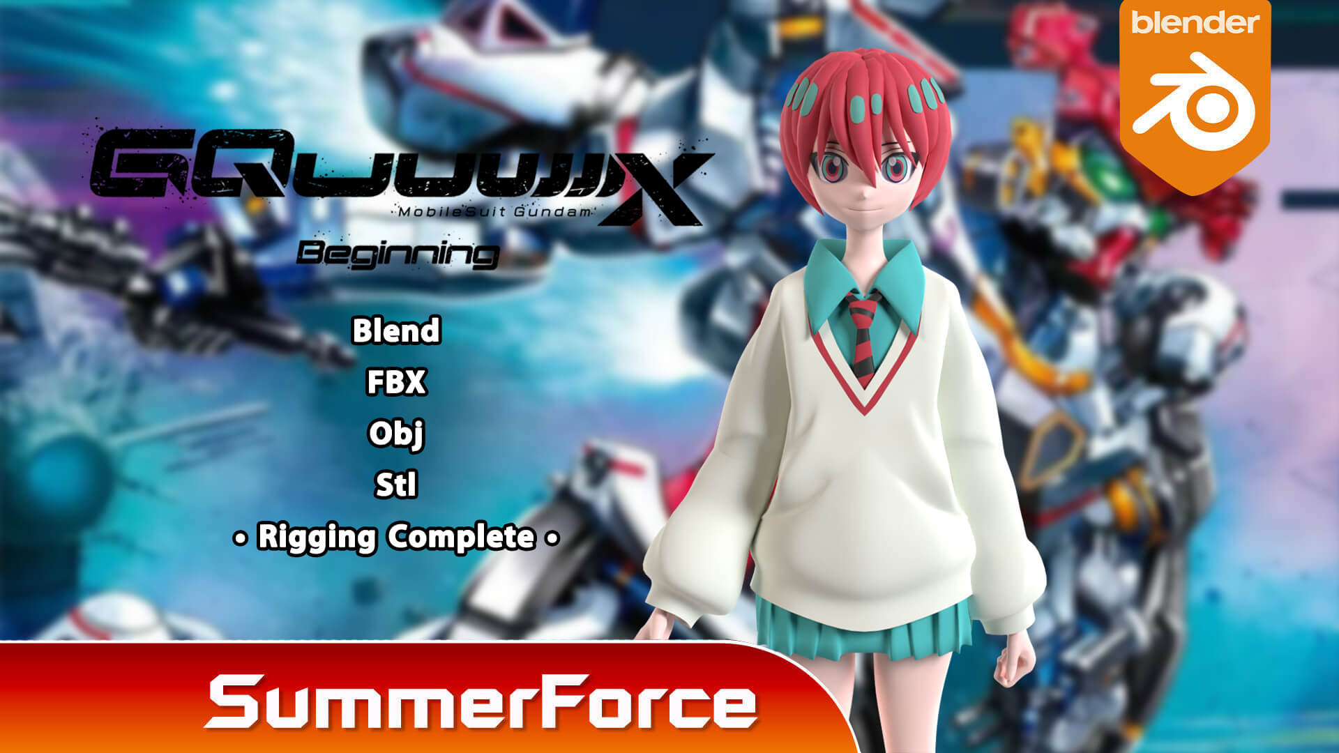 Amate Yuzuriha - Gundam Gquuuuuux 3D Model by Summerforce