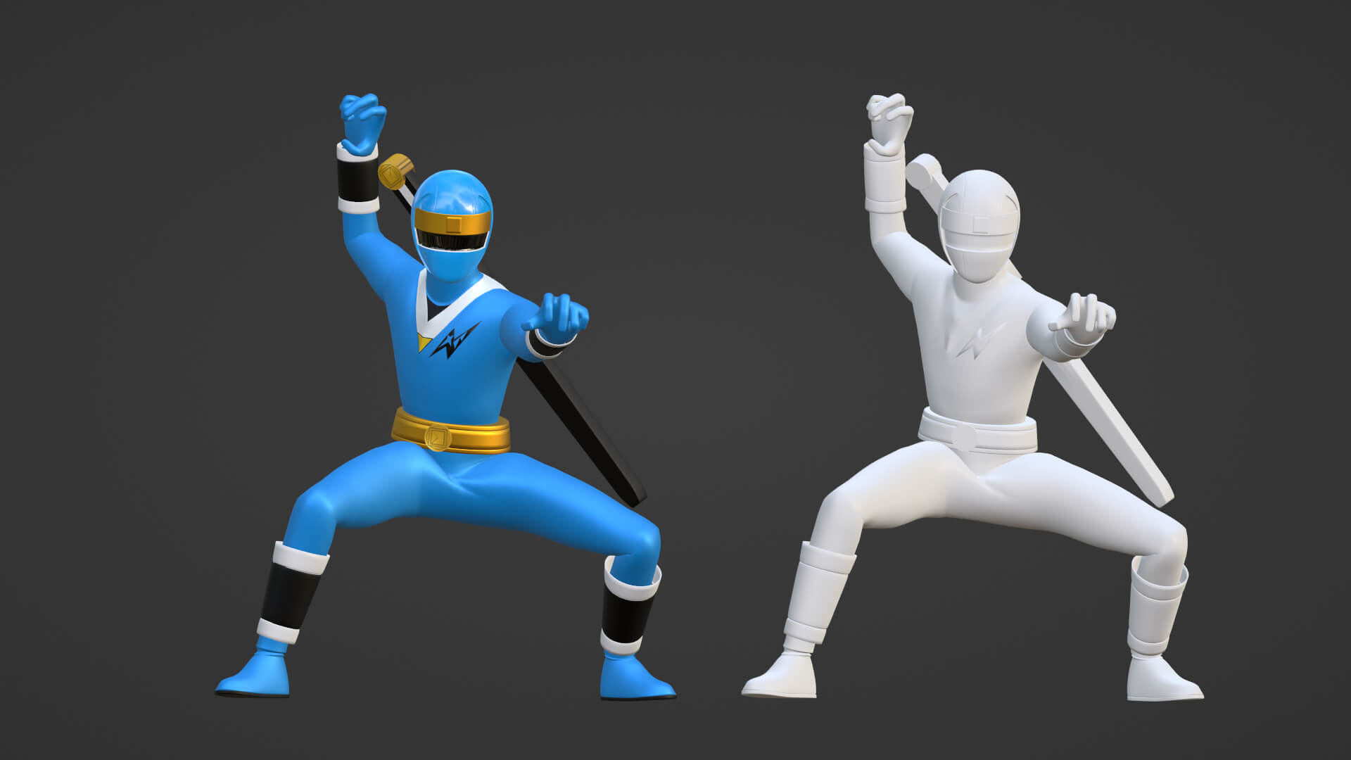 Blue Aquitian Ranger - Mighty Morphin Alien Rangers 3D Model by Summerforce