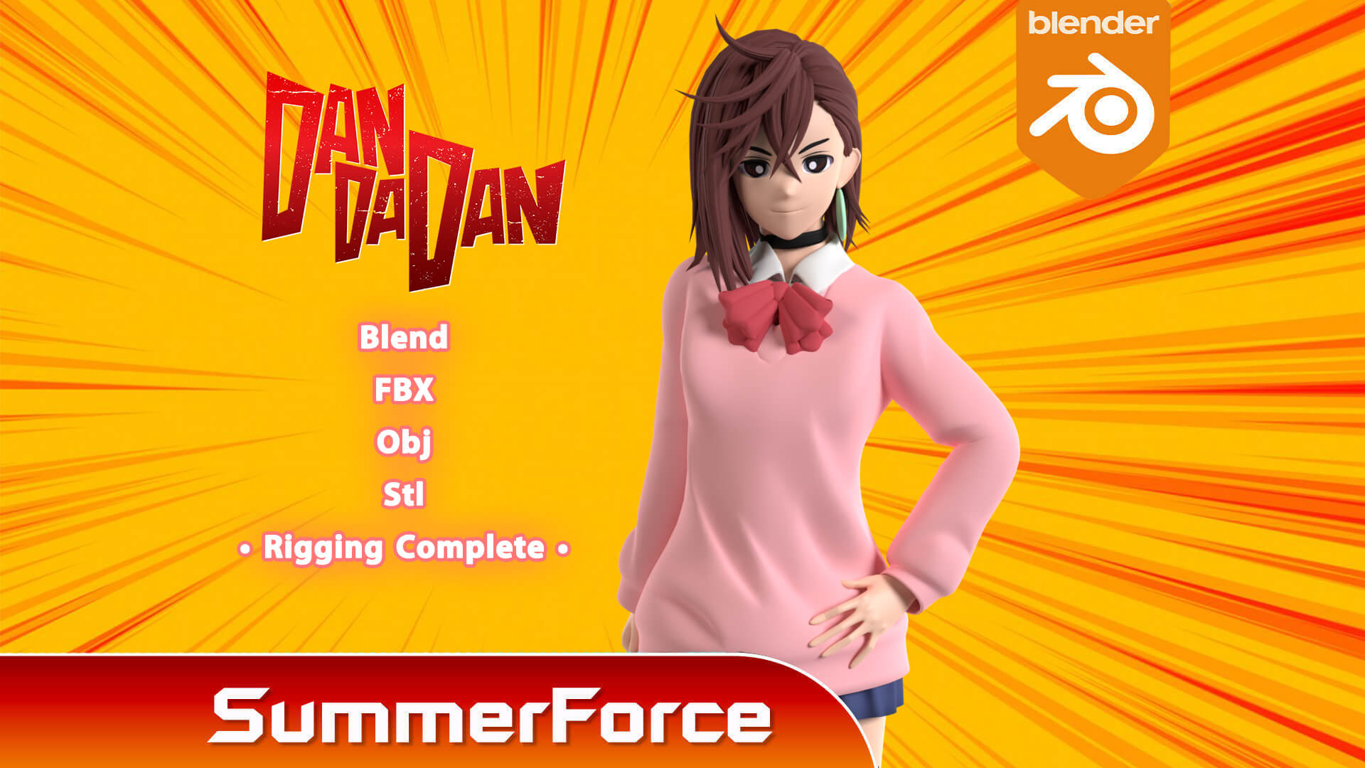 Momo Ayase - Dandadan 3D Model by Summerforce