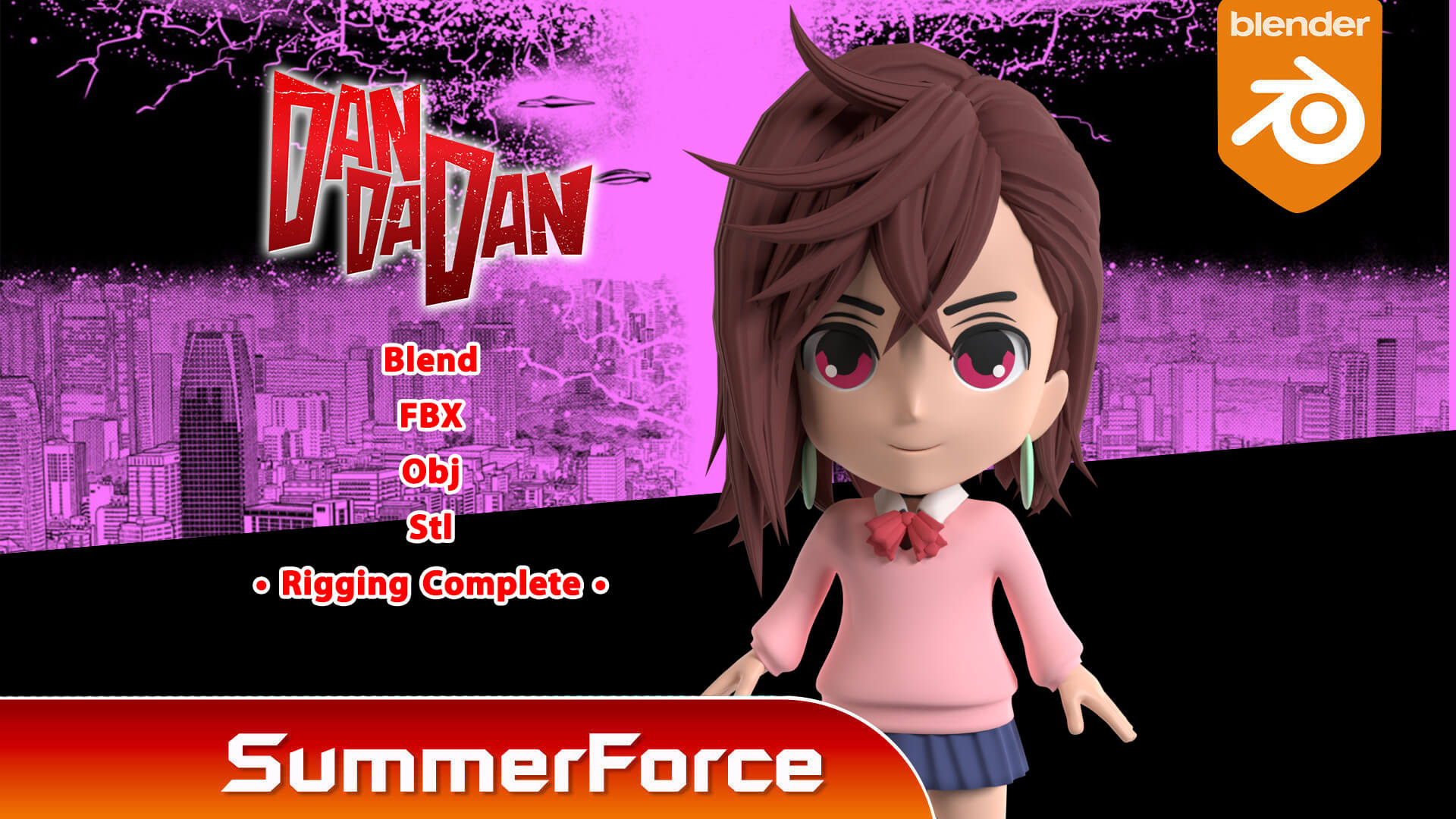 Momo Ayase SD - Dandadan 3D Model by Summerforce