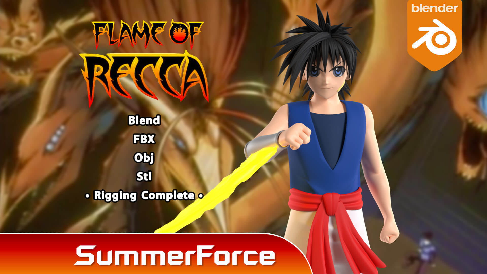 Recca Hanabishi - Flame of Recca 3D Model by Summerforce