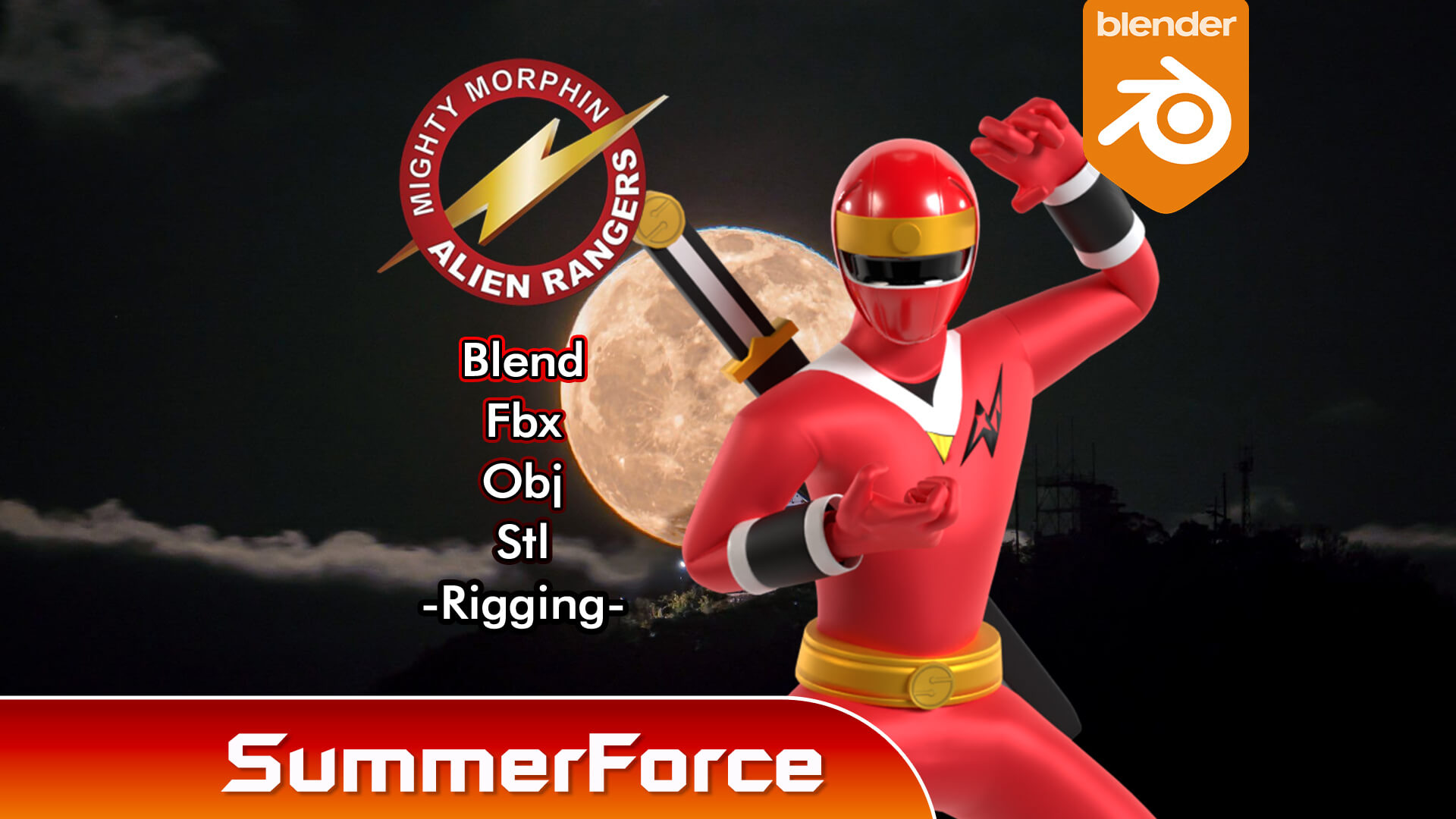 Red Aquitian Ranger - Mighty Morphin Alien Rangers 3D Model by Summerforce