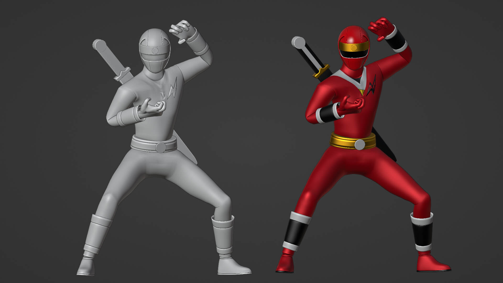Red Aquitian Ranger - Mighty Morphin Alien Rangers 3D Model by Summerforce