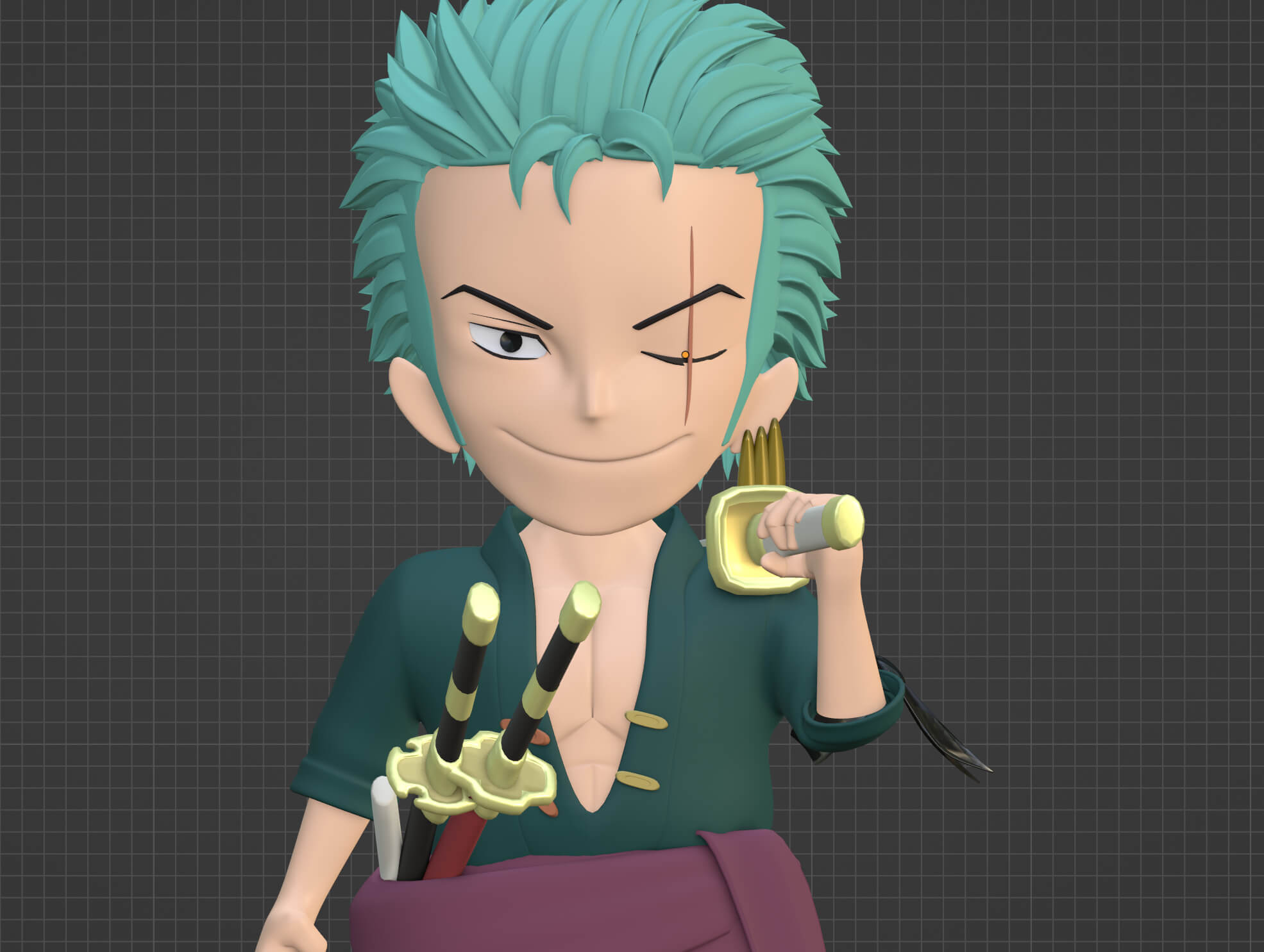 Roronoa Zoro SD - One Piece 3D Model by Summerforce
