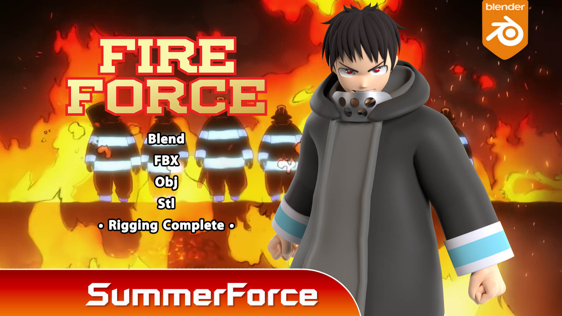 Shinra Kusakabe - Fire Force 3D Model by Summerforce