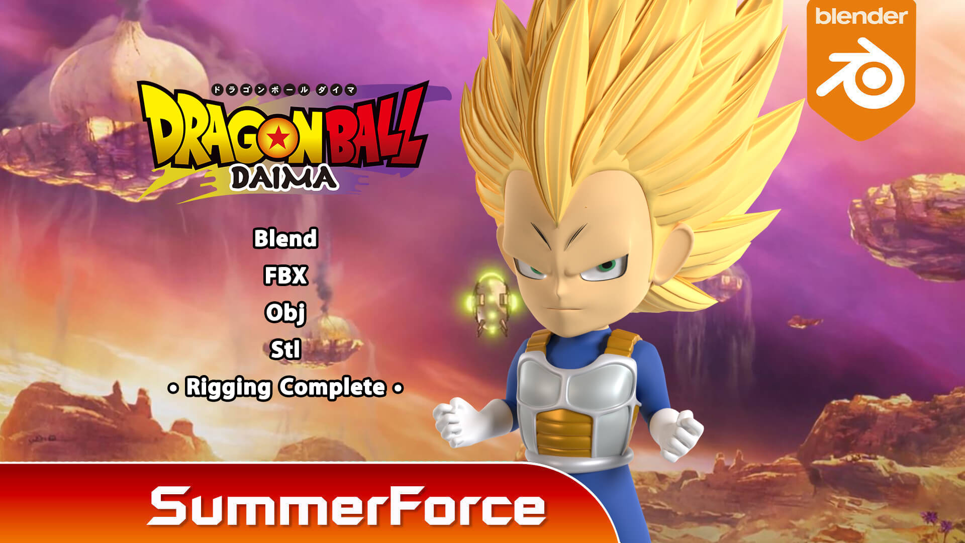 Vegeta Super Saiyan 3 - Dragonball Daima 3D Model by Summerforce