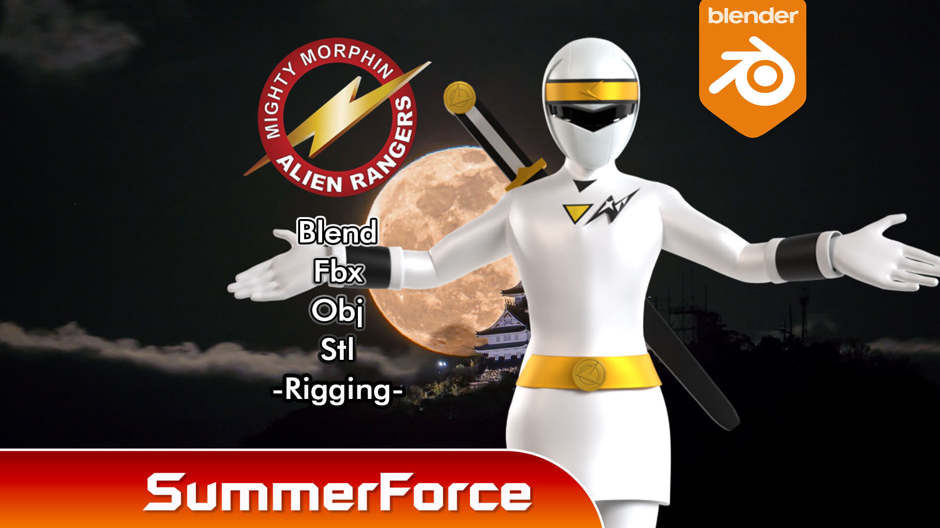 White Aquitian Ranger - Mighty Morphin Alien Rangers 3D Model by ...