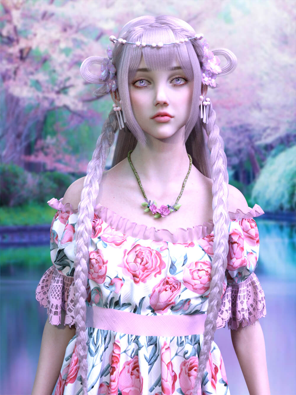 Flower Blossom Hair for Genesis 8 Female - Daz Content by sunreiz
