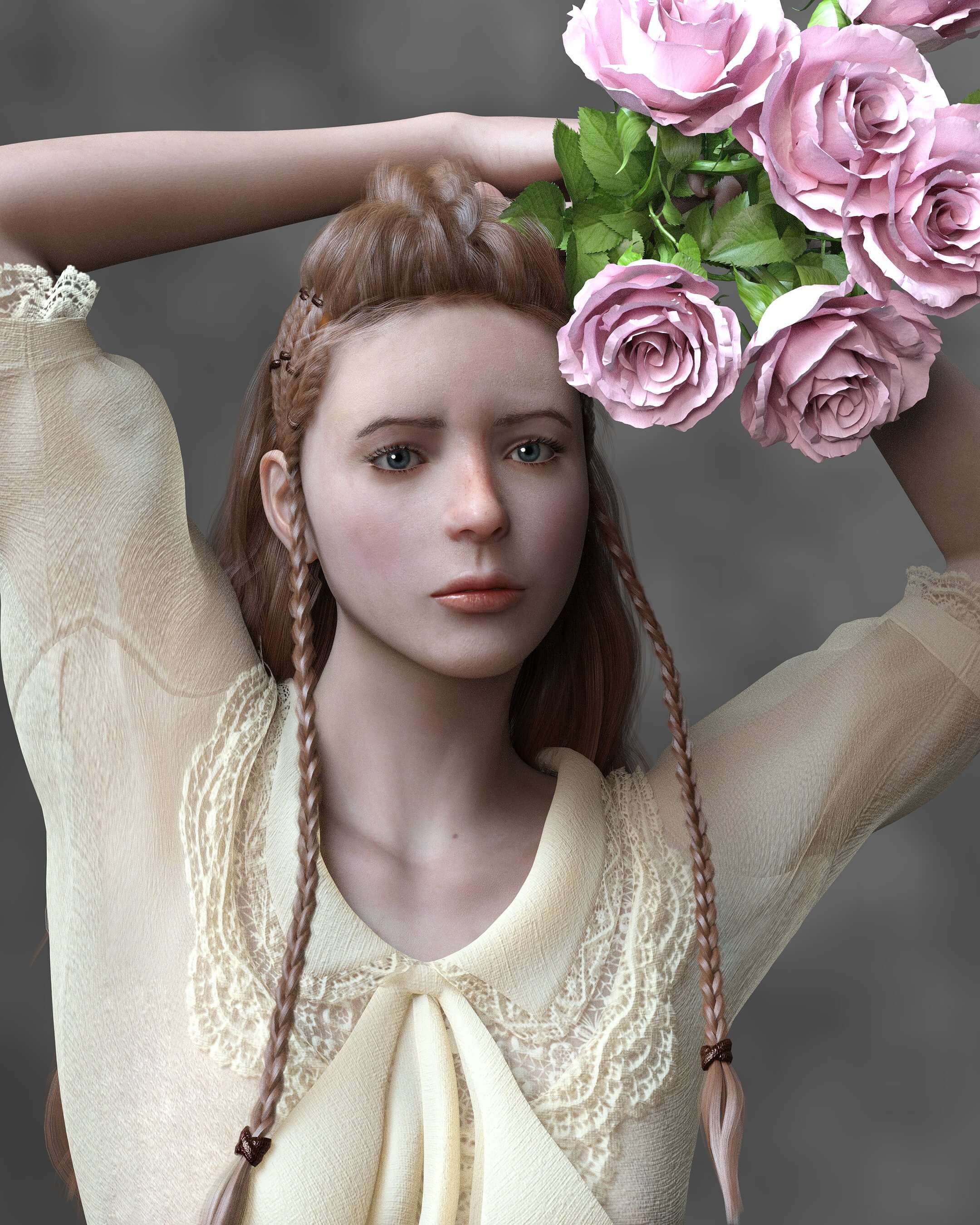 Dramatic Girl 3D Render, Digital Art by sunreiz