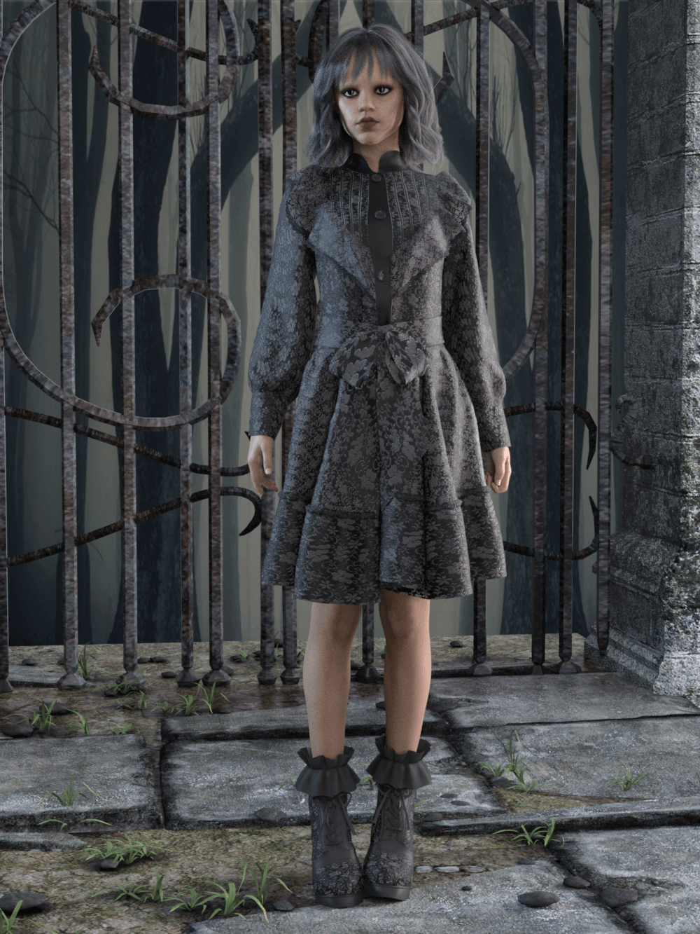 Exquisite Ruffled Outfit 3D Render, Digital Art by sunreiz