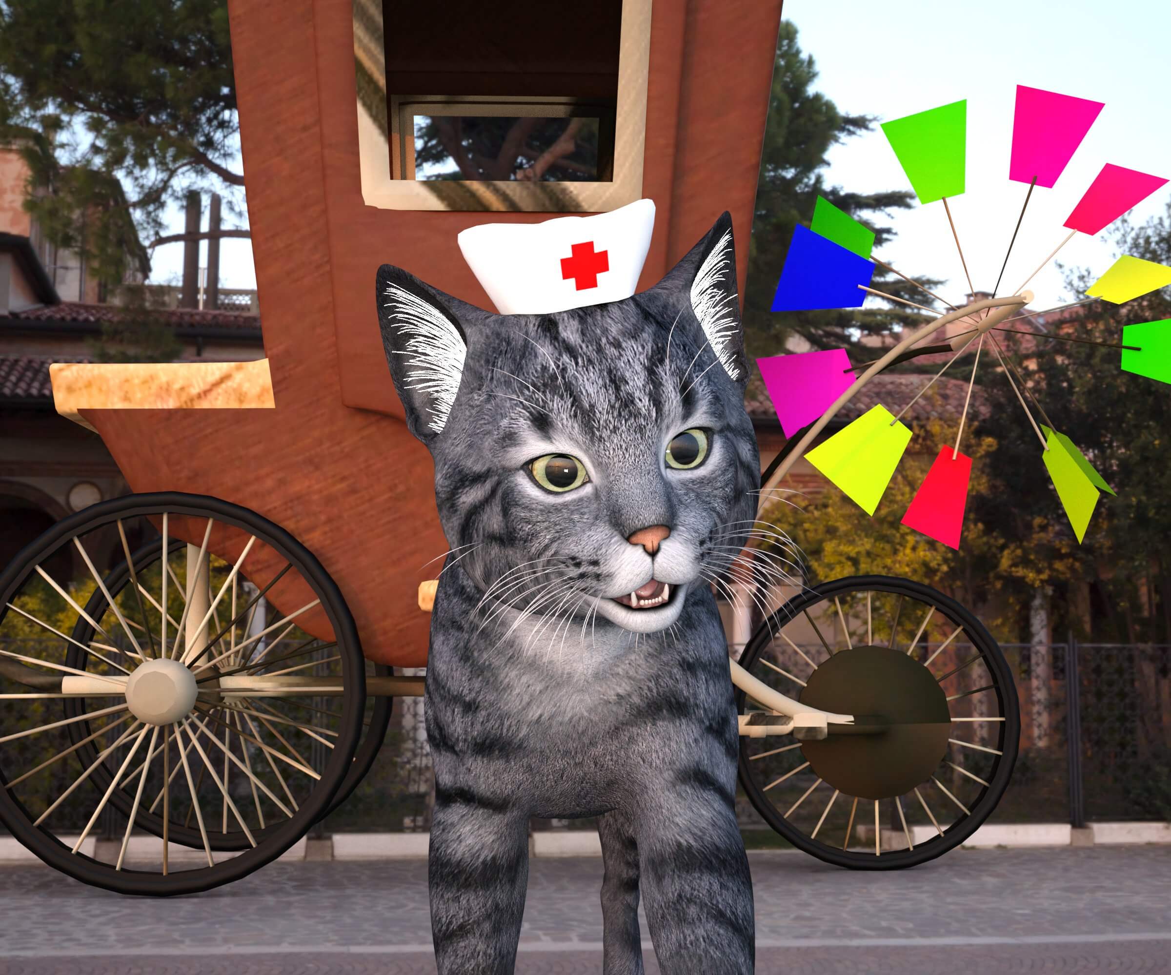 Frontliner Cat 3D Render, Digital Art by sunreiz