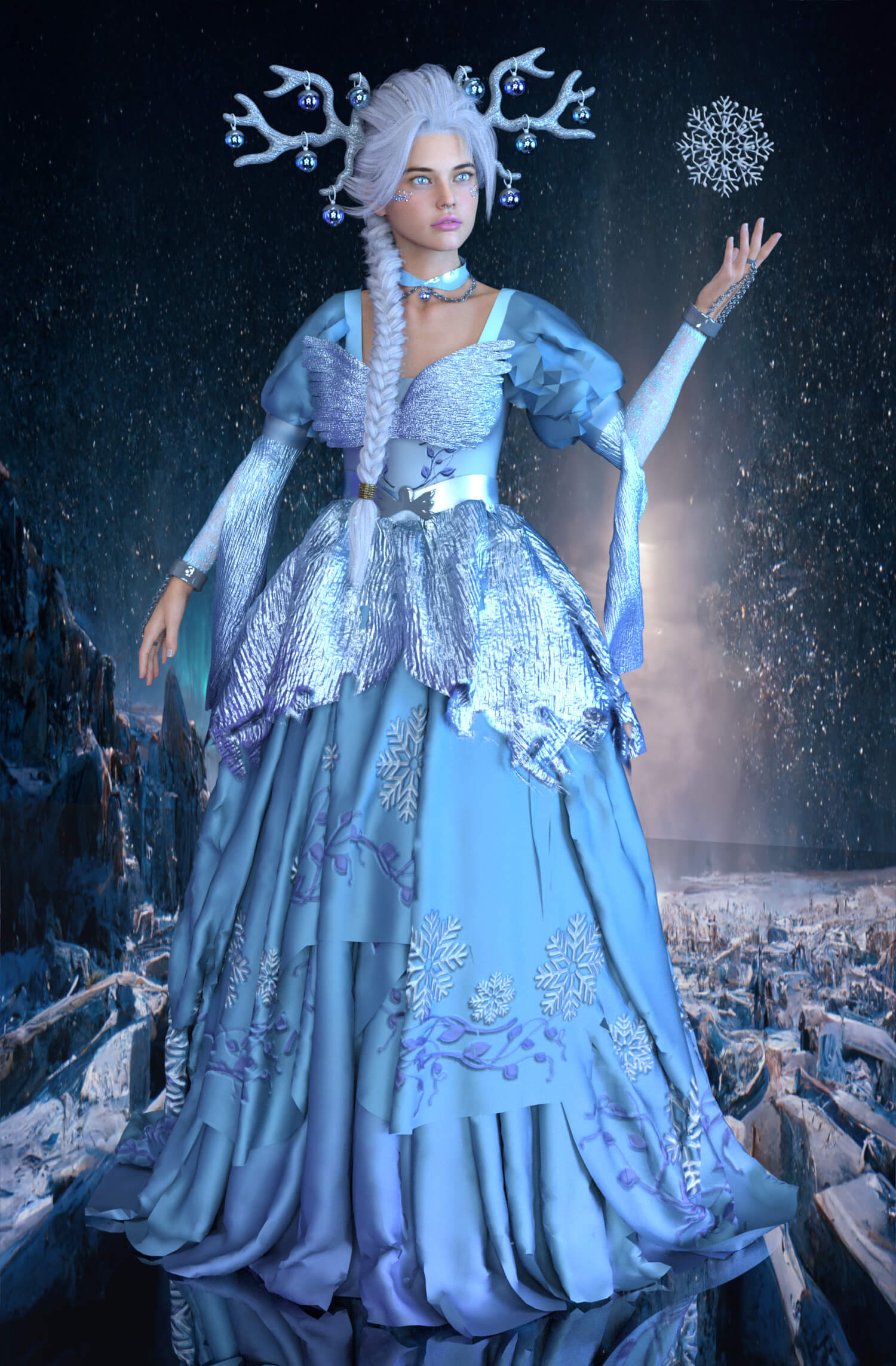 Starry Snow Outfit For Genesis 8 Female - Daz Content by sunreiz