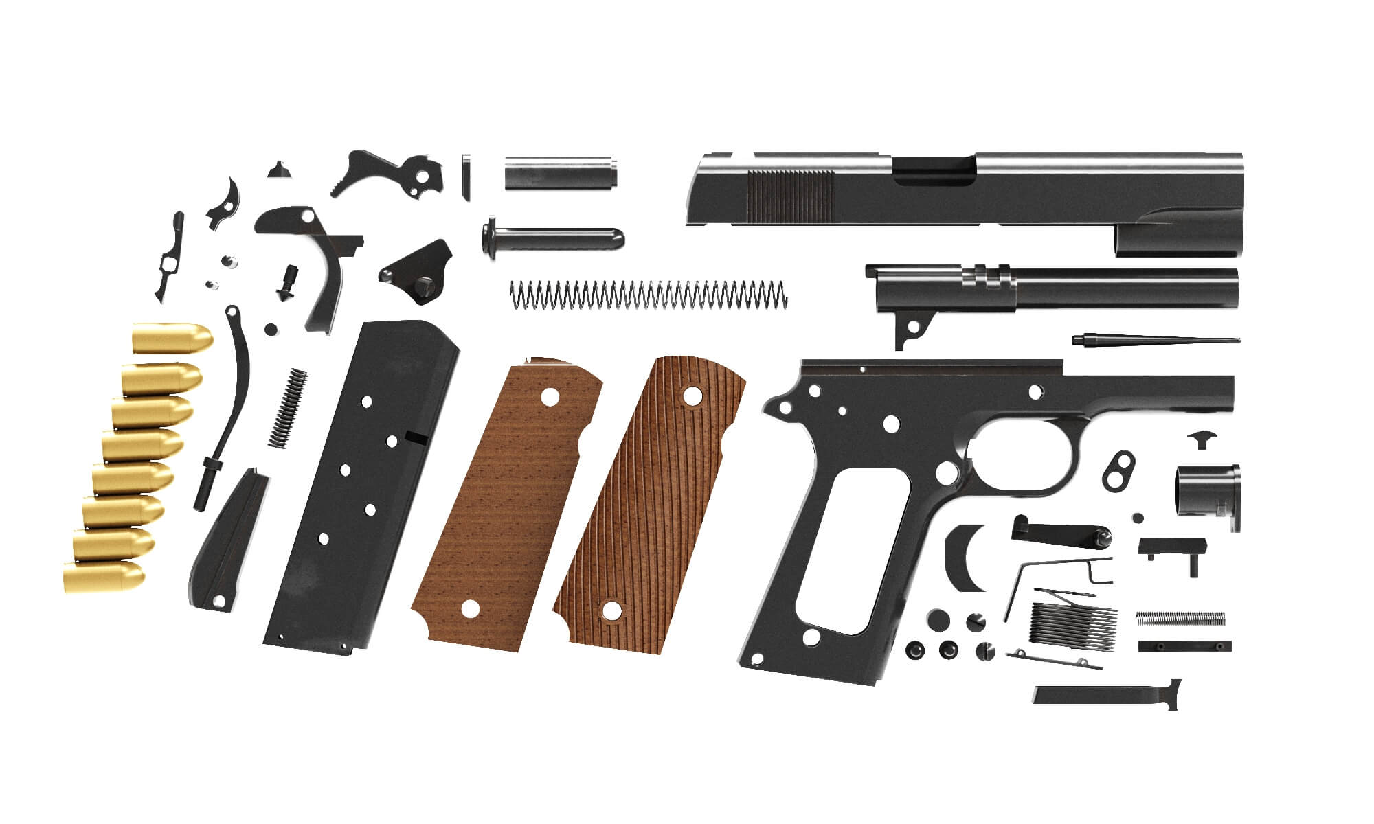 M1911 Pistol with Inner Workings - 3D Model by Sunshing