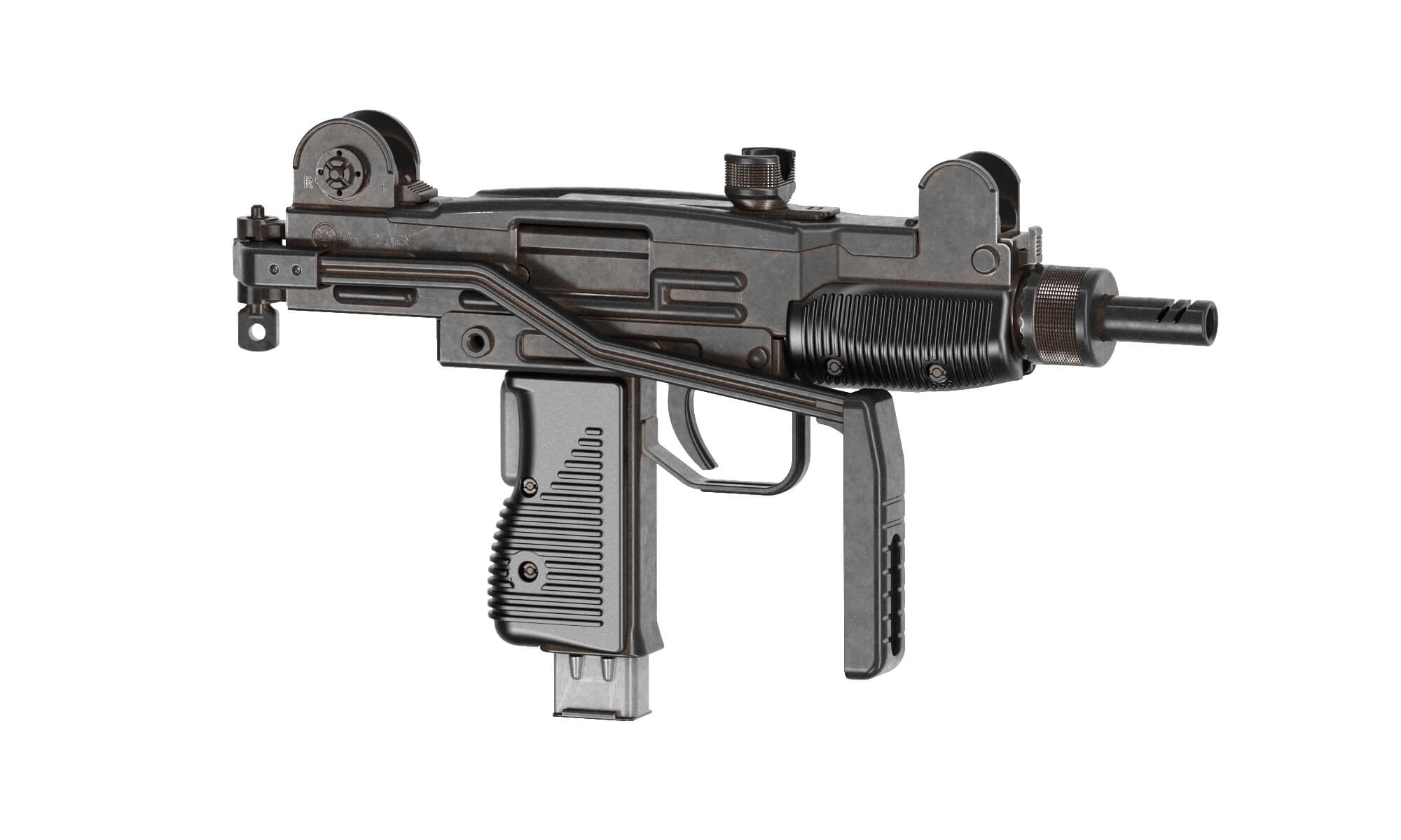 Uzi Submachine Gun with Inner Workings - 3D Model by Sunshing