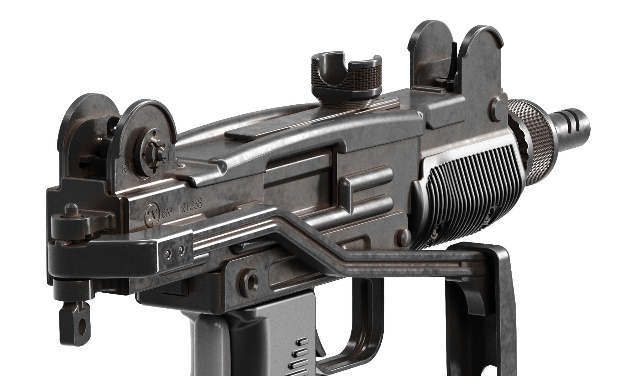 Uzi Submachine Gun with Inner Workings - 3D Model by Sunshing