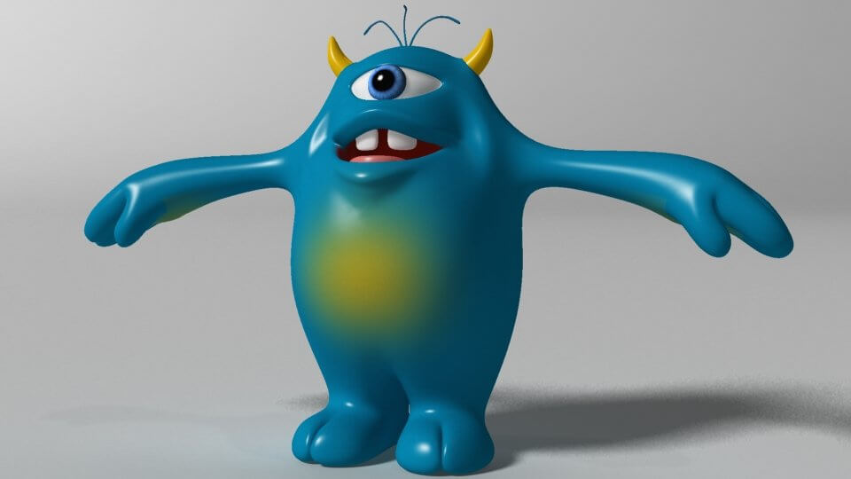 Cartoon Blue Monster - 3D Model by supercigale