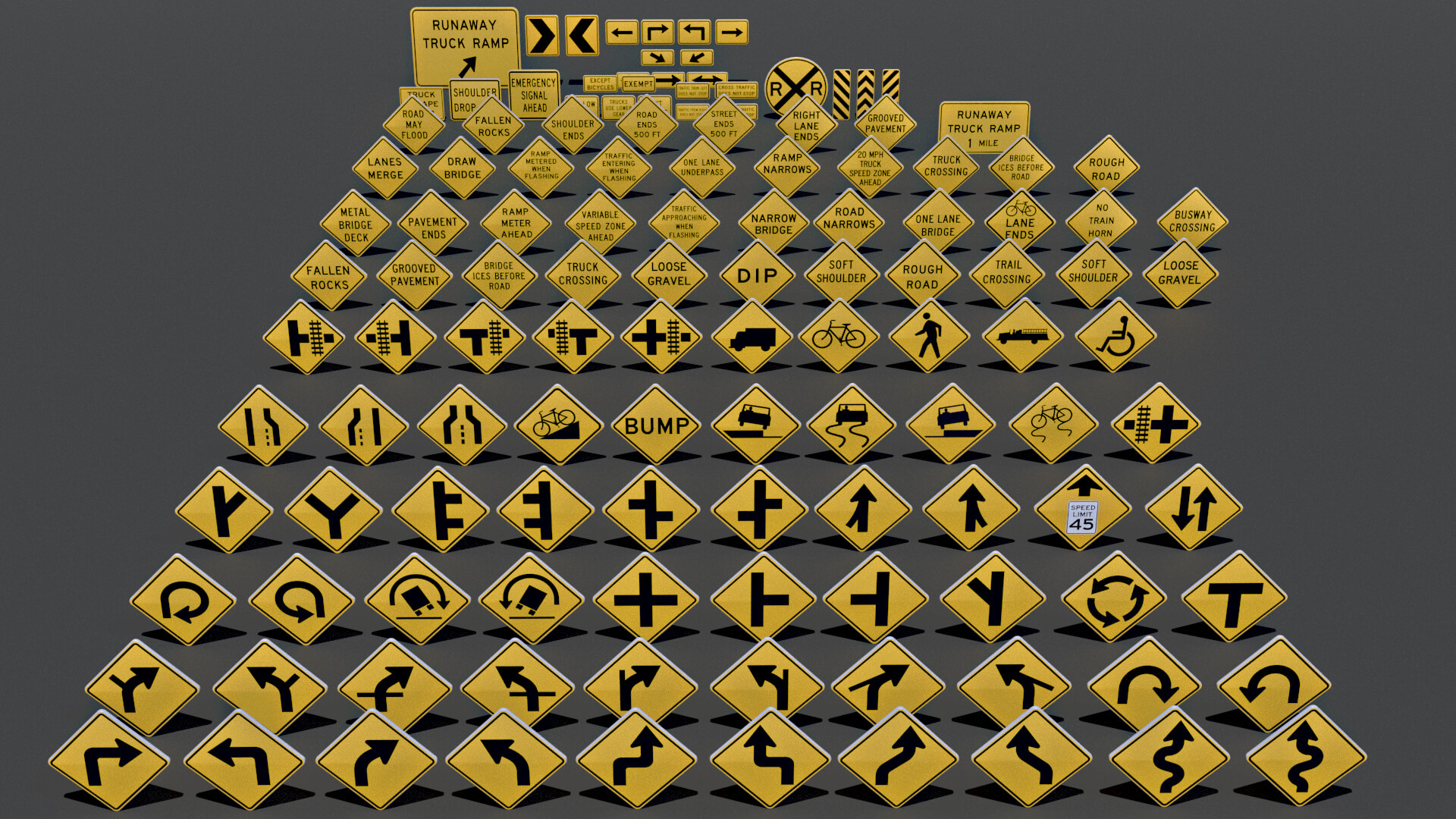 Road Signs Pack - 3D Model by superhive