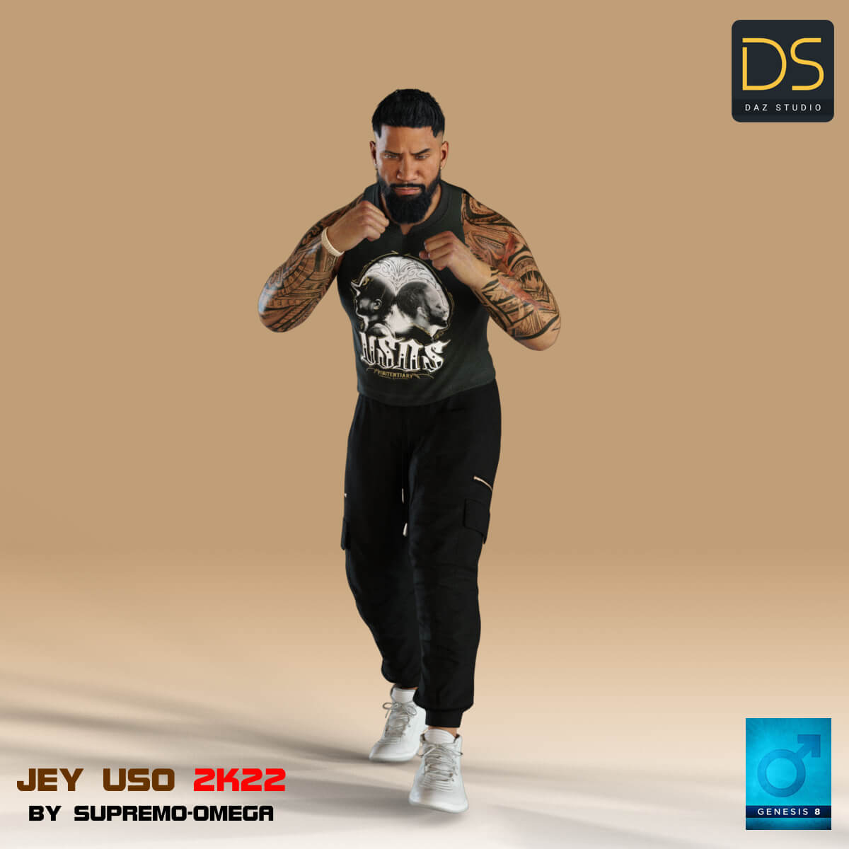 Jey Uso 2K22 for G8 Male - Daz Content by supremoomega