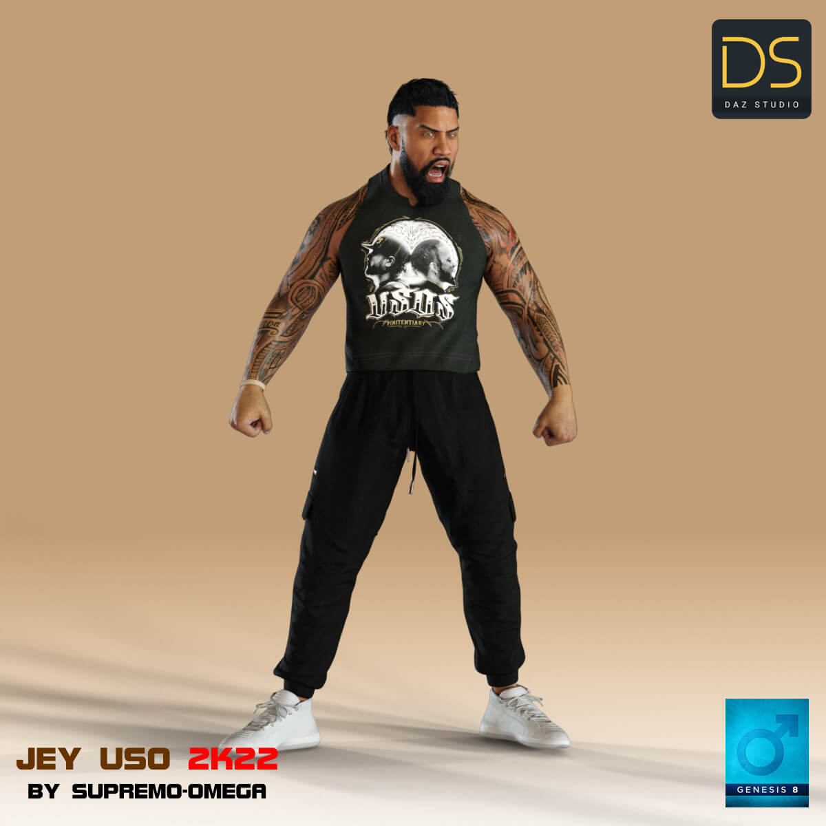 Jey Uso 2K22 for G8 Male - Daz Content by supremoomega
