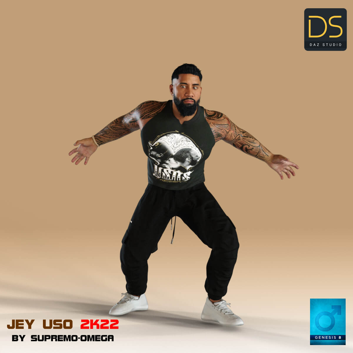 Jey Uso 2K22 for G8 Male - Daz Content by supremoomega