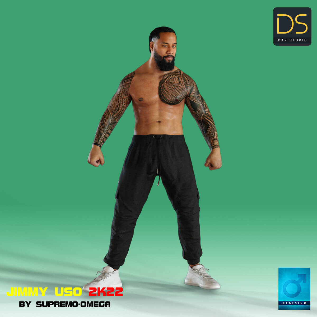 Jimmy Uso 2K22 for G8 Male - Daz Content by supremoomega
