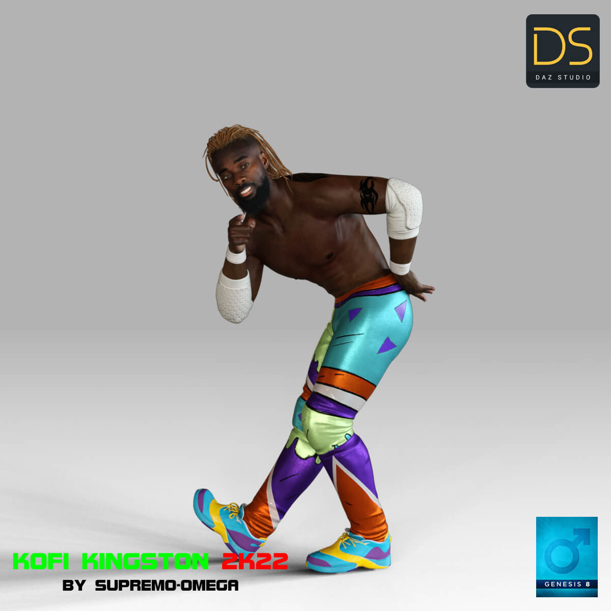 Kofi Kingston 2K22 for G8 Male - Daz Content by supremoomega
