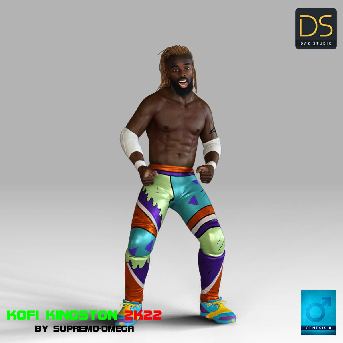 Kofi Kingston 2K22 for G8 Male - Daz Content by supremoomega