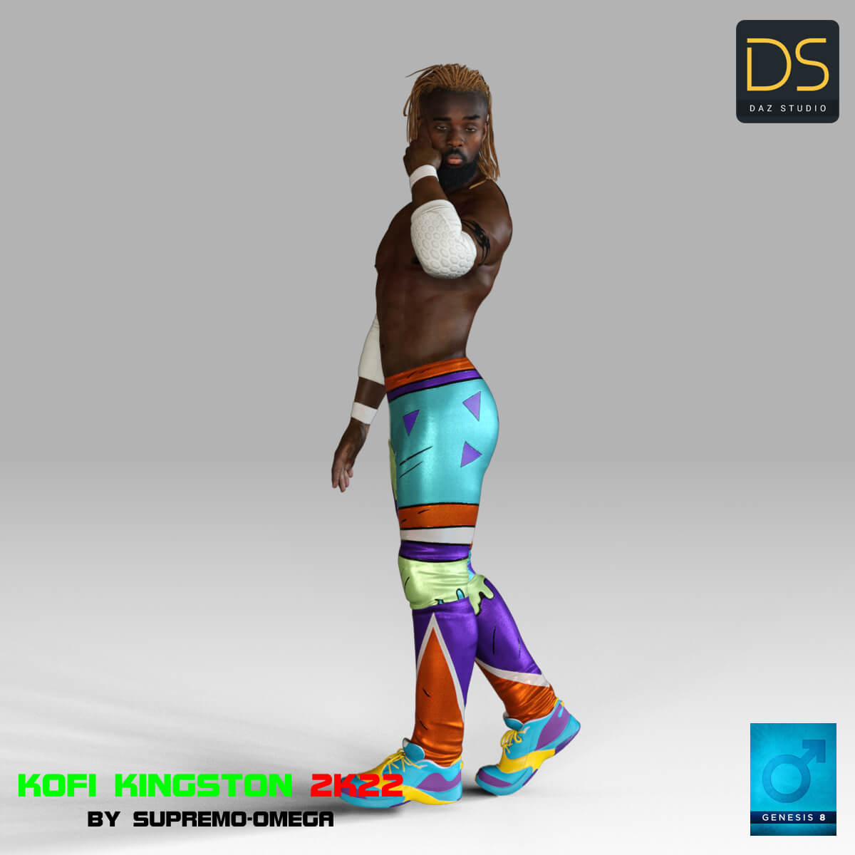 Kofi Kingston 2K22 for G8 Male - Daz Content by supremoomega