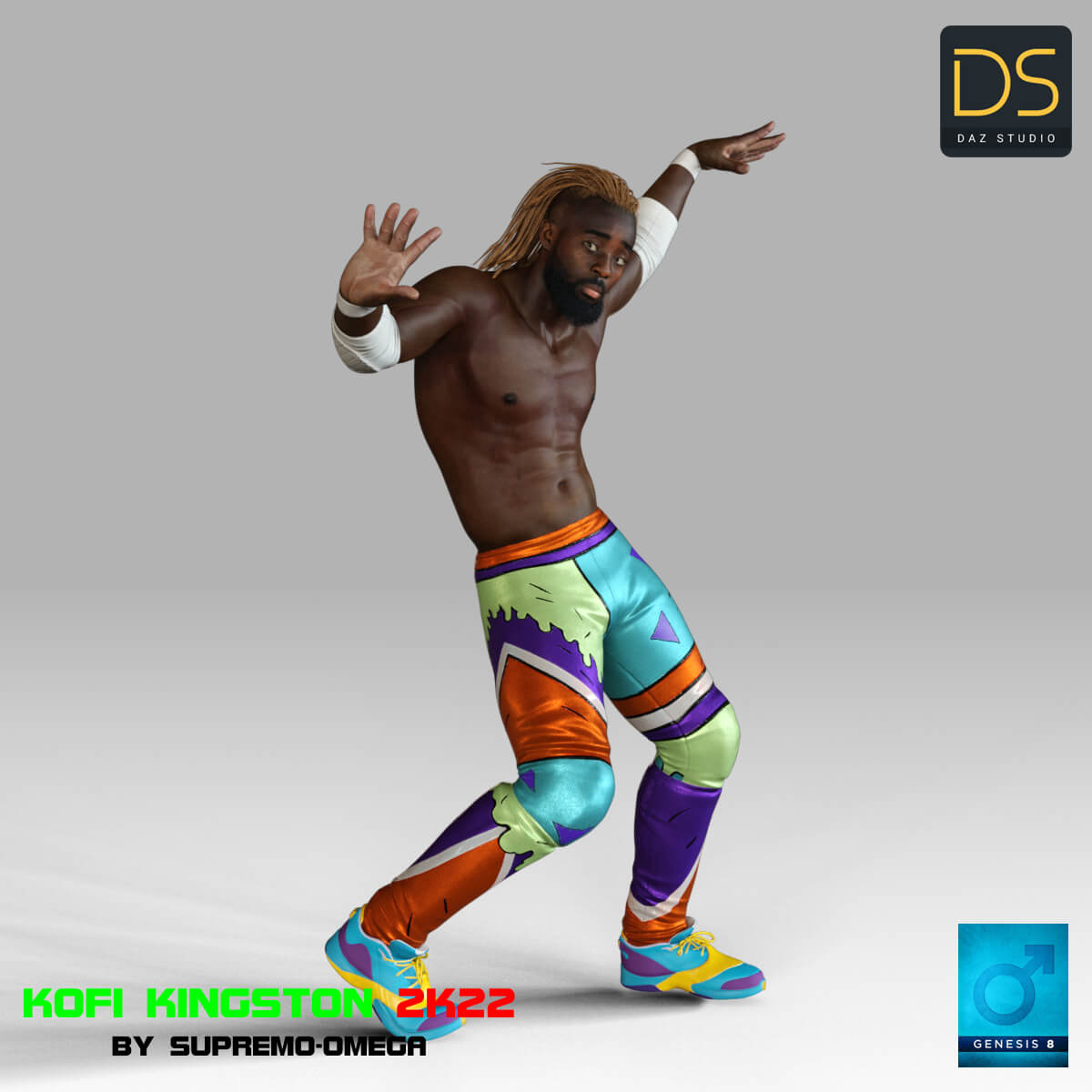 Kofi Kingston 2K22 for G8 Male - Daz Content by supremoomega
