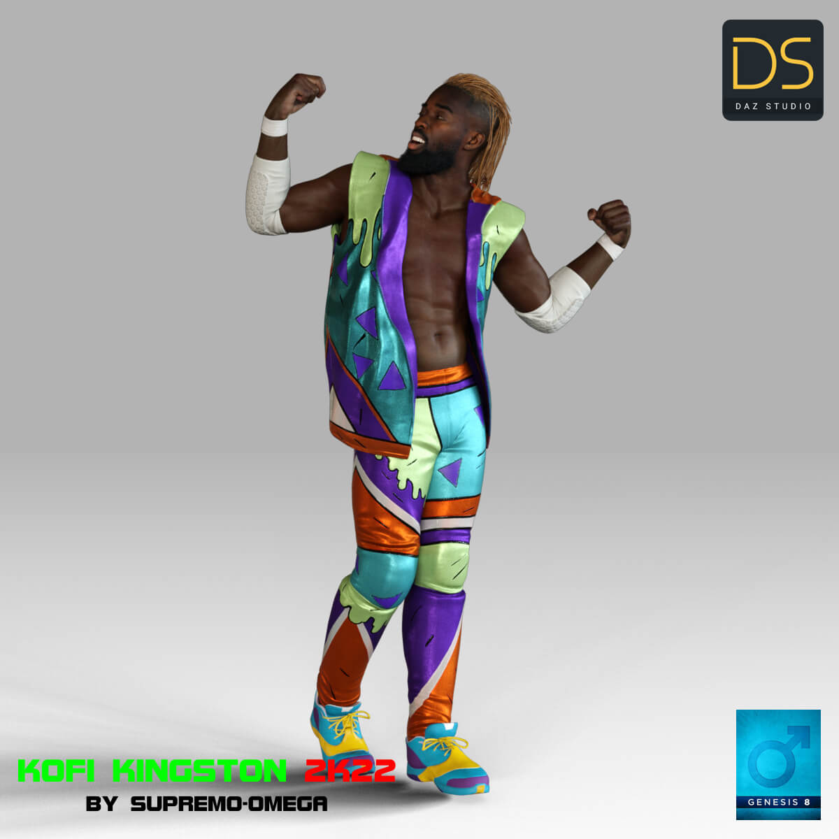 Kofi Kingston 2K22 for G8 Male - Daz Content by supremoomega