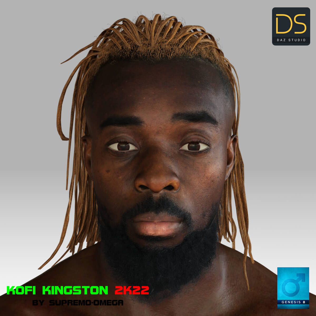Kofi Kingston 2K22 for G8 Male - Daz Content by supremoomega